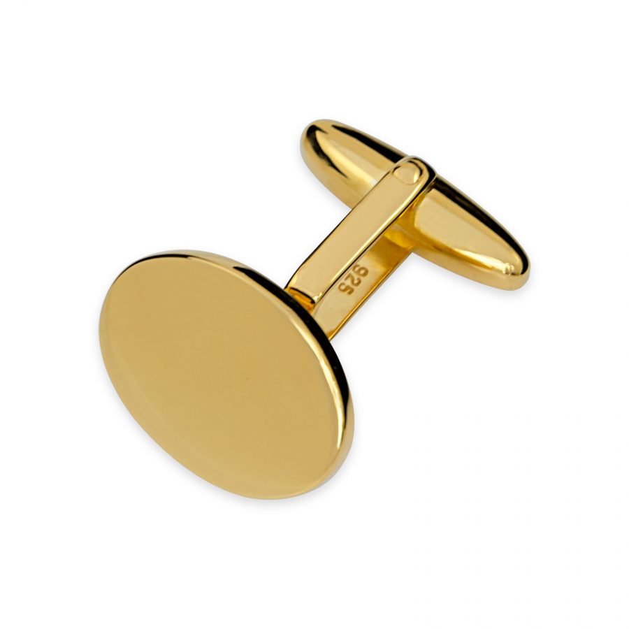 Gold Plated Plain Oval T-Bar Cufflinks - Douglas Pell